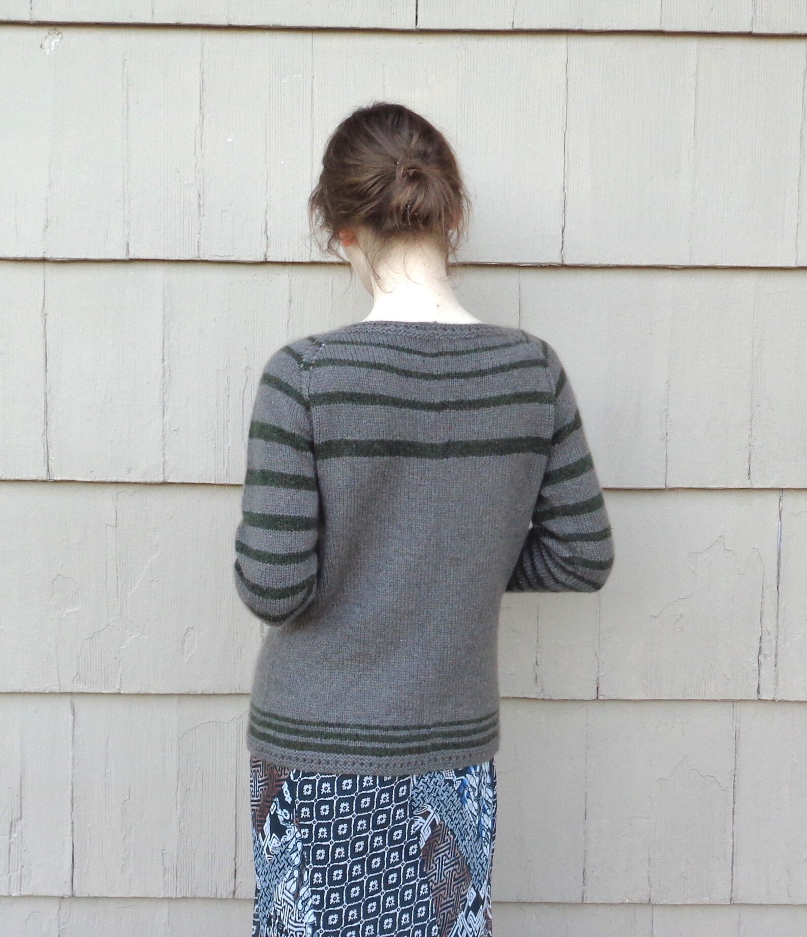 Pullover Sweater with Stripes Knitting Pattern Boat Neck | Etsy