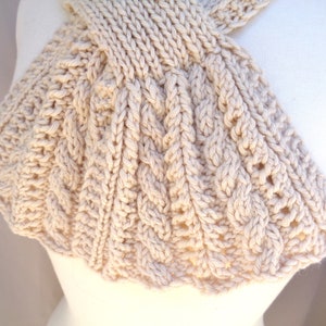 Keyhole Scarf With Cables Knitting Pattern, Pull Through Neck Warmer ...
