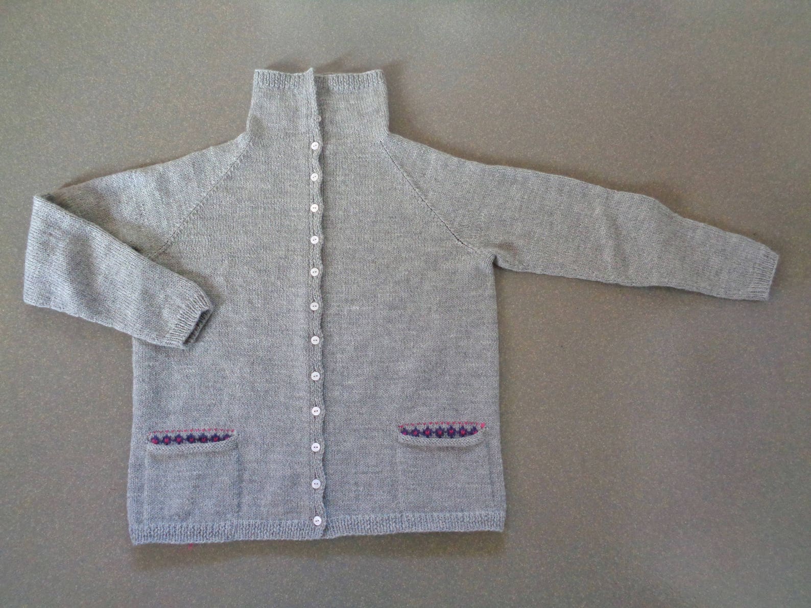 Cowl Neck Cardigan Sweater With Colorwork Pockets Knitting Pattern ...