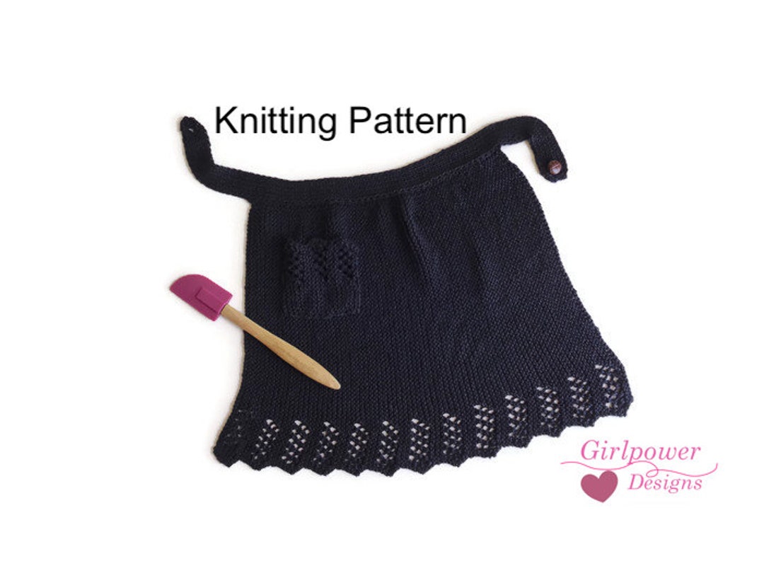 Half Apron Knitting Pattern, Lace Hem, Button Back, Side to Side ...