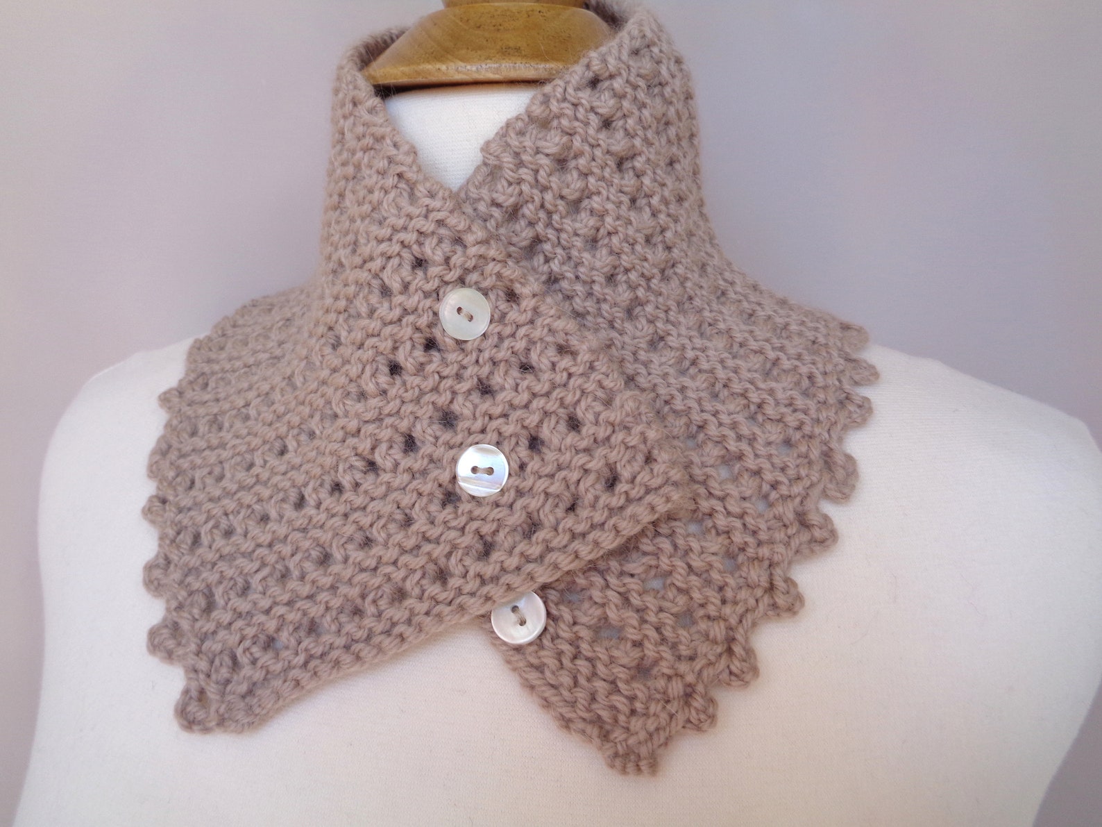 Button Scarf, Easy Knitting Pattern, Neck Warmer Cowl Scarf, Worsted DK ...