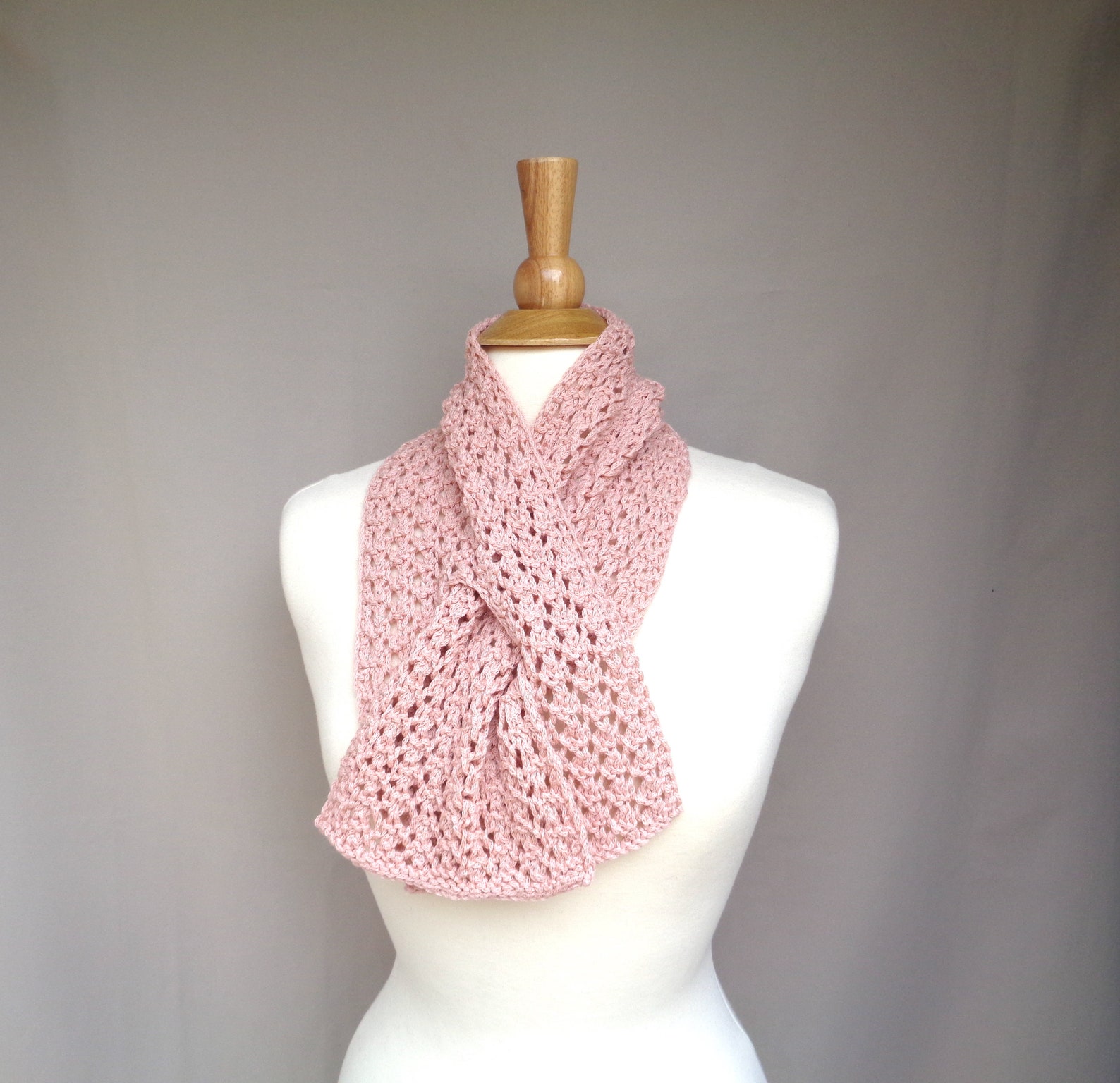 Pull Through Scarf With Lace Texture, Easy Knit Pattern, Keyhole Neck ...