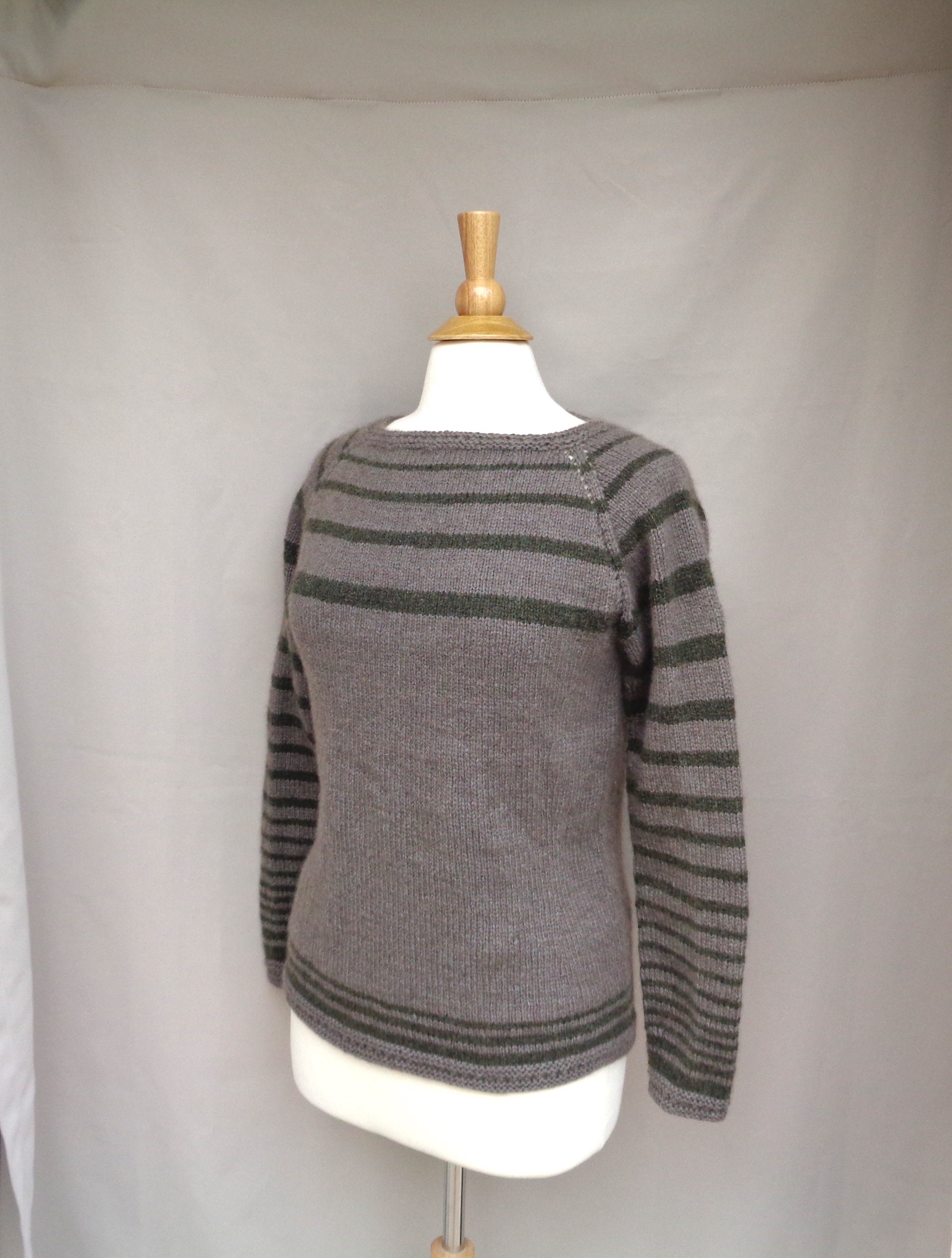 Pullover Sweater with Stripes Knitting Pattern Boat Neck | Etsy