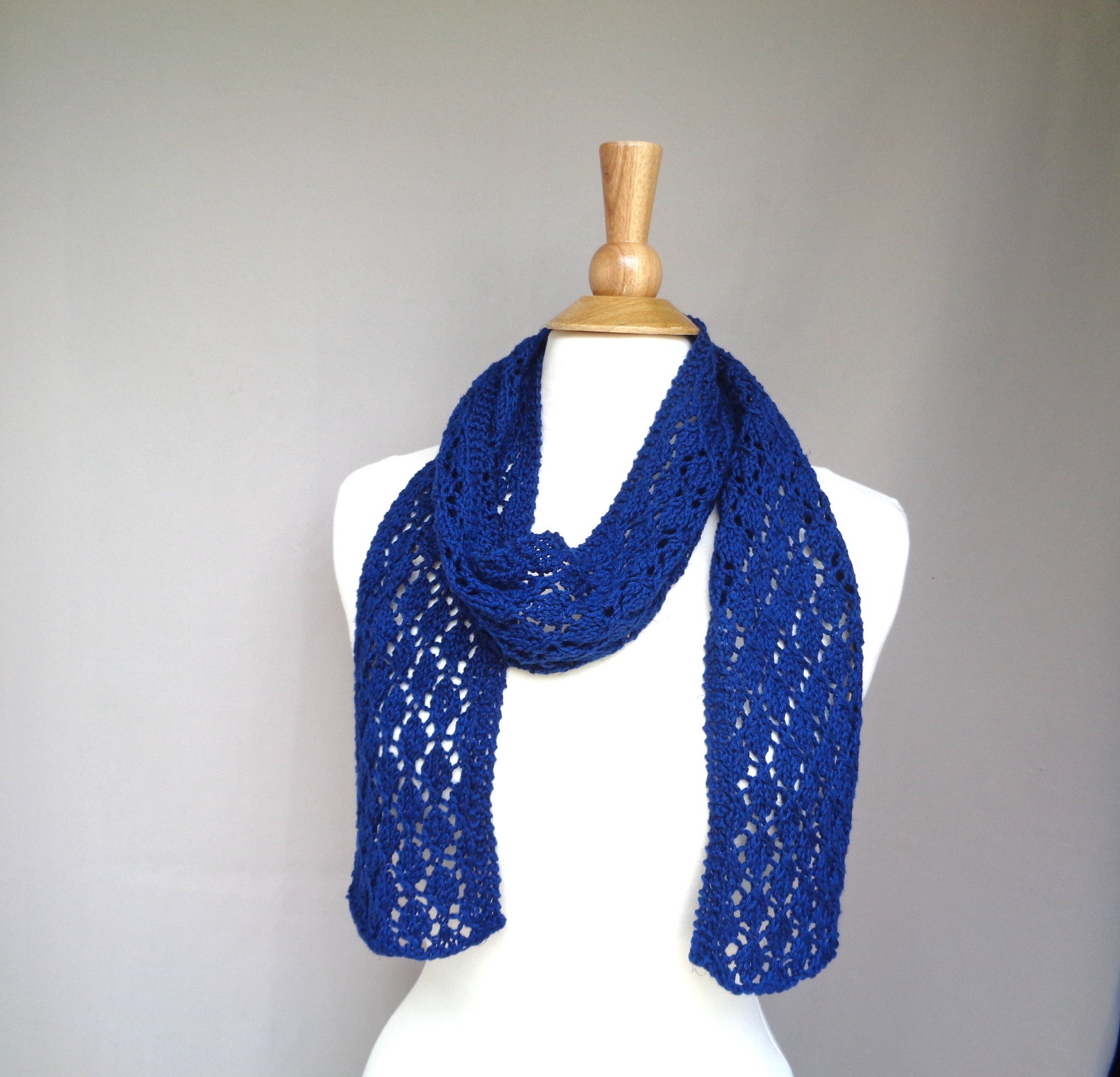 Diamond Lace Scarf Knitting Pattern, Easy Knit Lacy Design, DK Yarn ...
