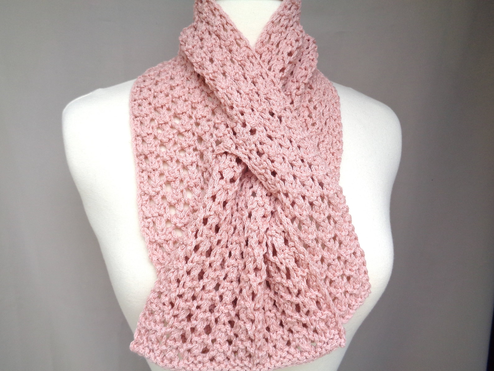 Pull Through Scarf With Lace Texture, Easy Knit Pattern, Keyhole Neck ...