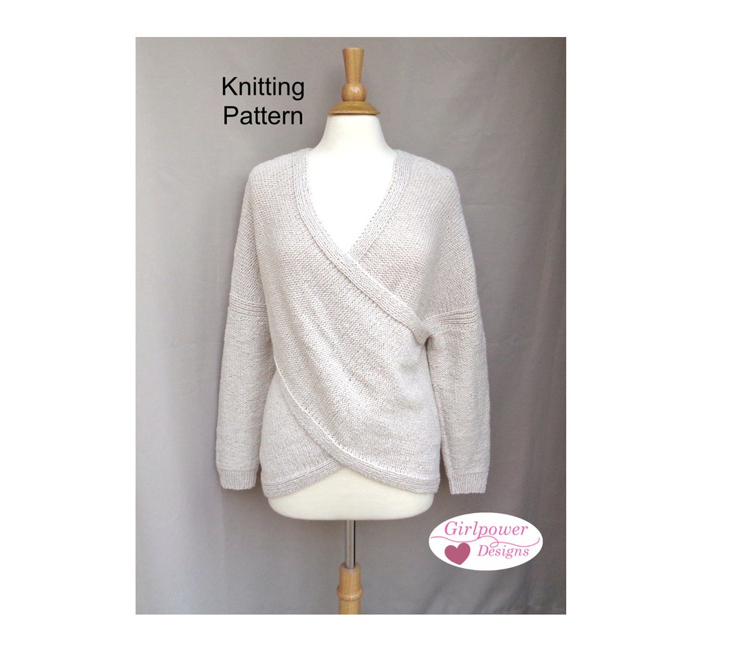 Cross Front Sweater Knitting Pattern, Wrap Front Pullover, Stylish ...