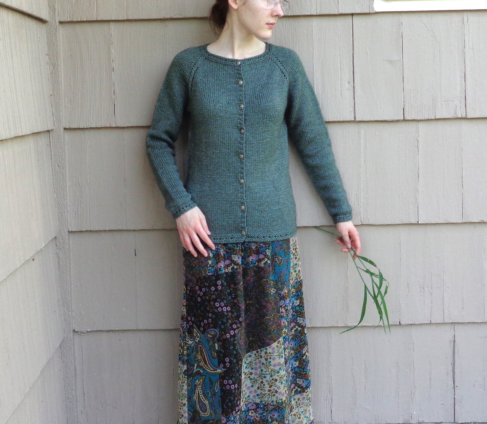 Eyelet Detail Cardigan Sweater Knitting Pattern, Wide Neck, Raglan ...
