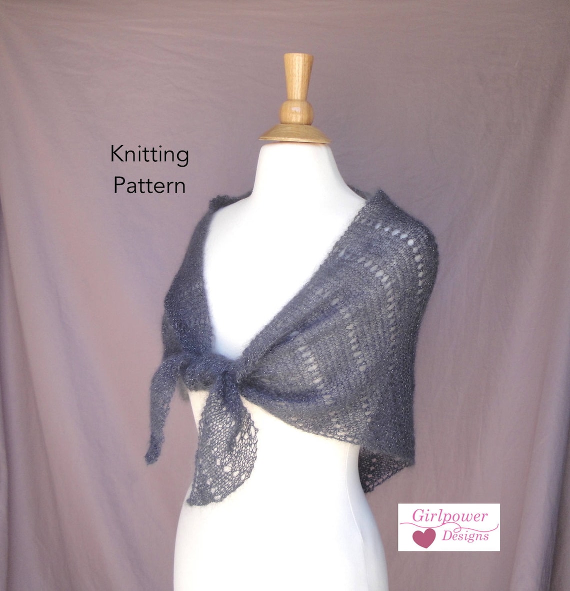 Easy Lace Shawl Knitting Pattern Eyelet Rows Garter Stitch | Etsy