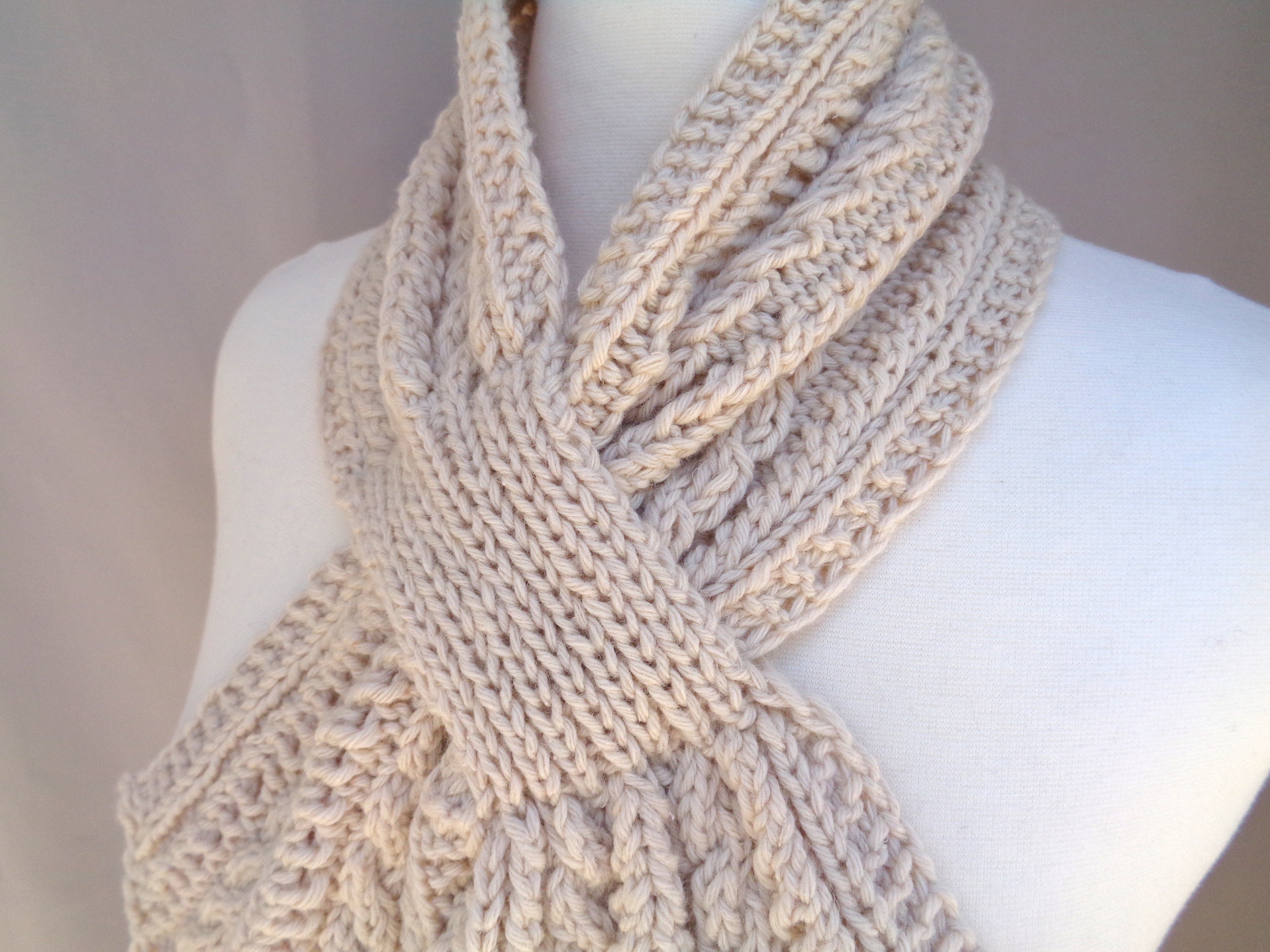 Keyhole Scarf With Cables Knitting Pattern Pull Through Neck - Etsy