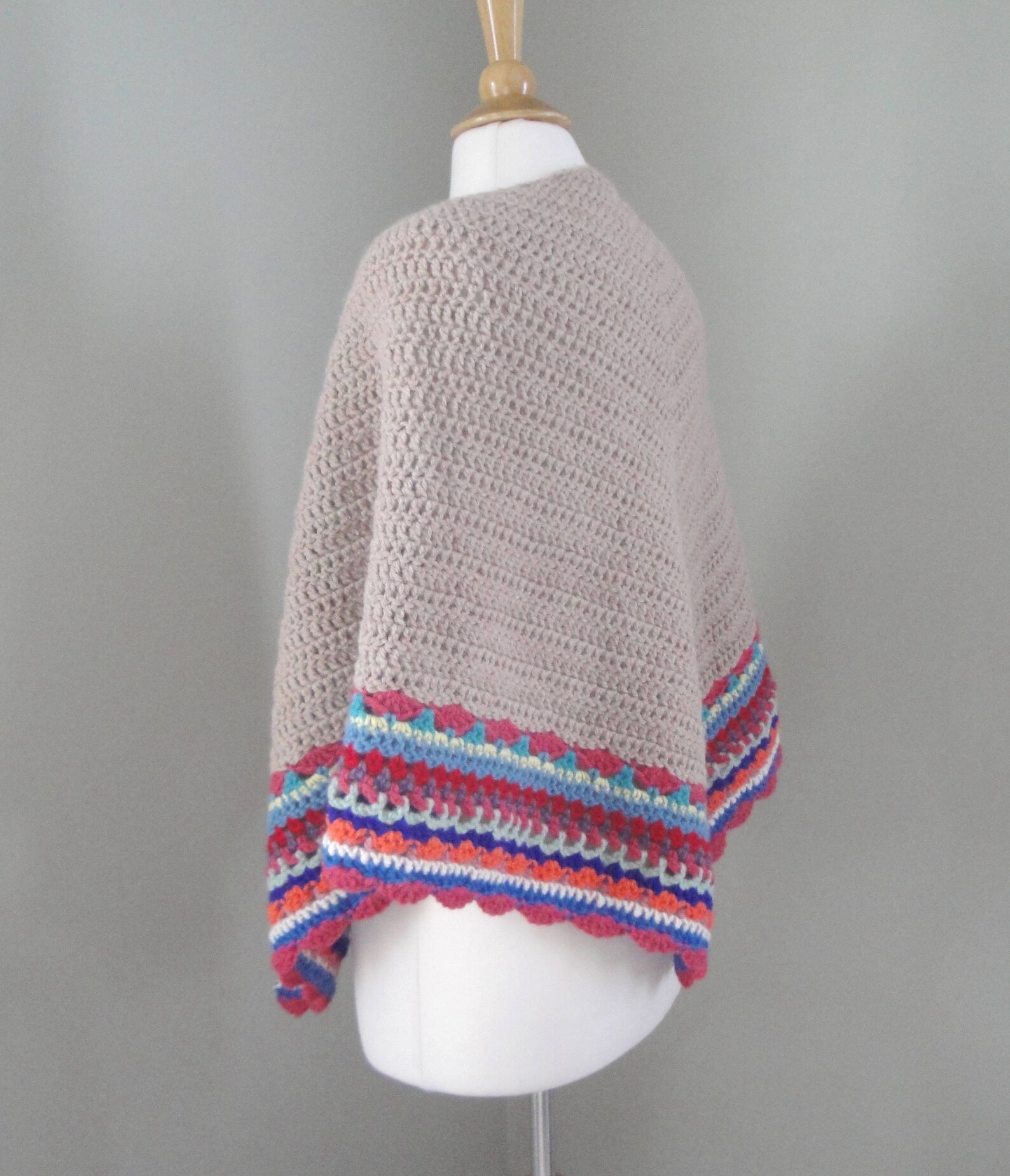 Shawl With Striped Border Crochet Pattern Easy Shawl Pattern - Etsy ...