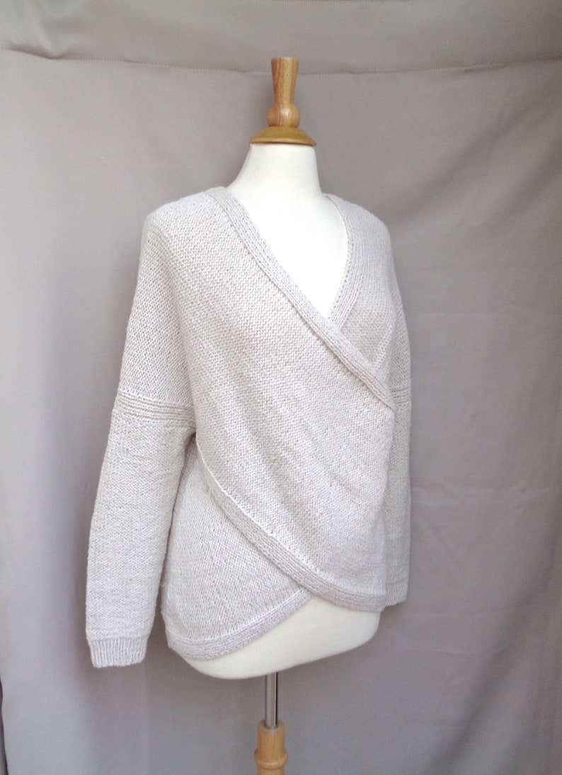 Cross Front Sweater Knitting Pattern, Wrap Front Pullover, Stylish ...