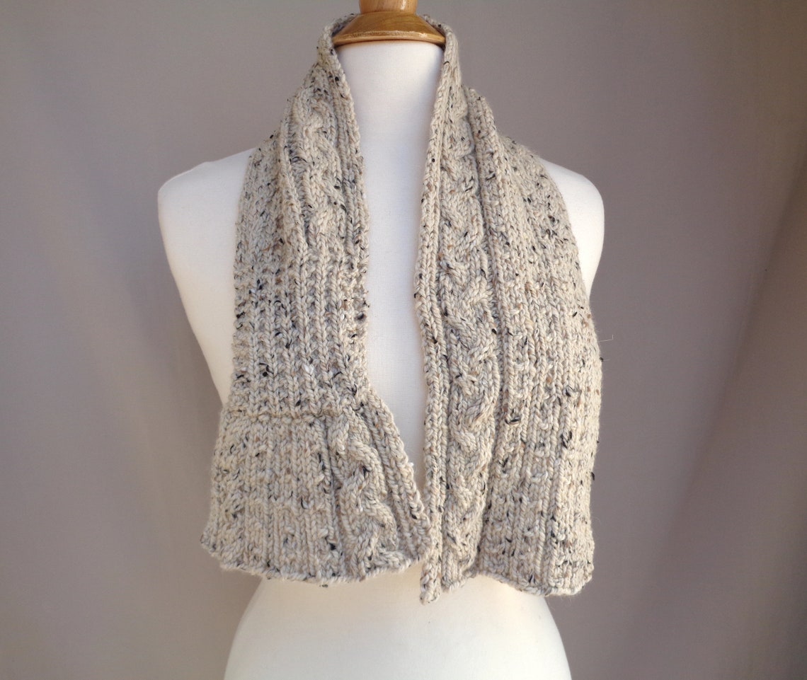 Keyhole Scarf With Cable Stitch, Knitting Pattern, Pull Through Neck ...