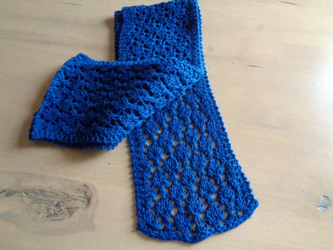 Diamond Lace Scarf Knitting Pattern, Easy Knit Lacy Design, DK Yarn ...