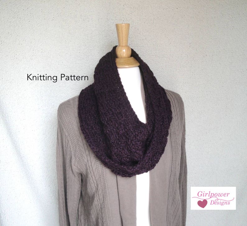 Knitting Pattern Chunky Mobius Scarf Cowl Quick Easy Fast | Etsy