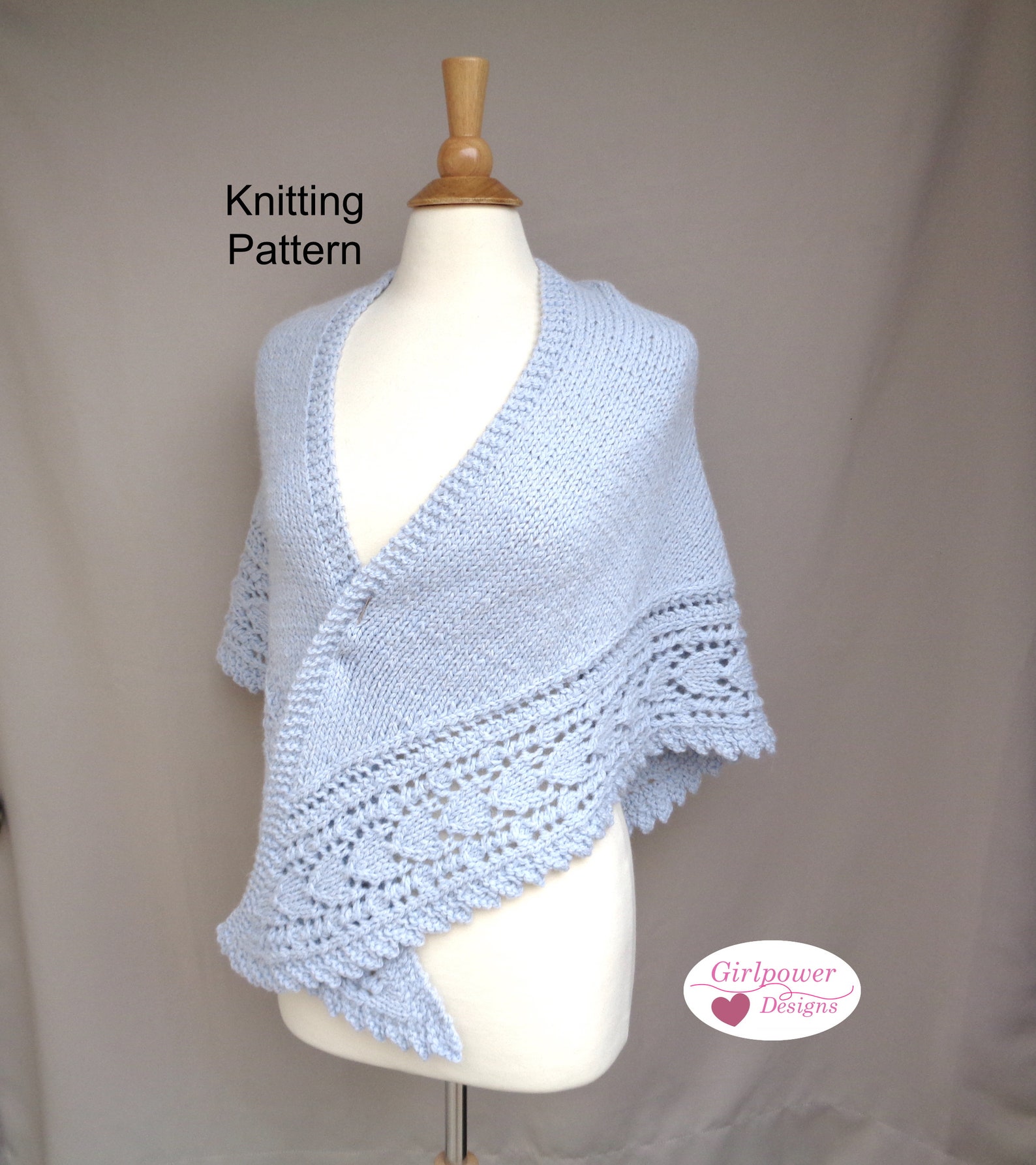 Shawl With Deep Lace Border, Knitting Pattern, Knit Side to Side ...