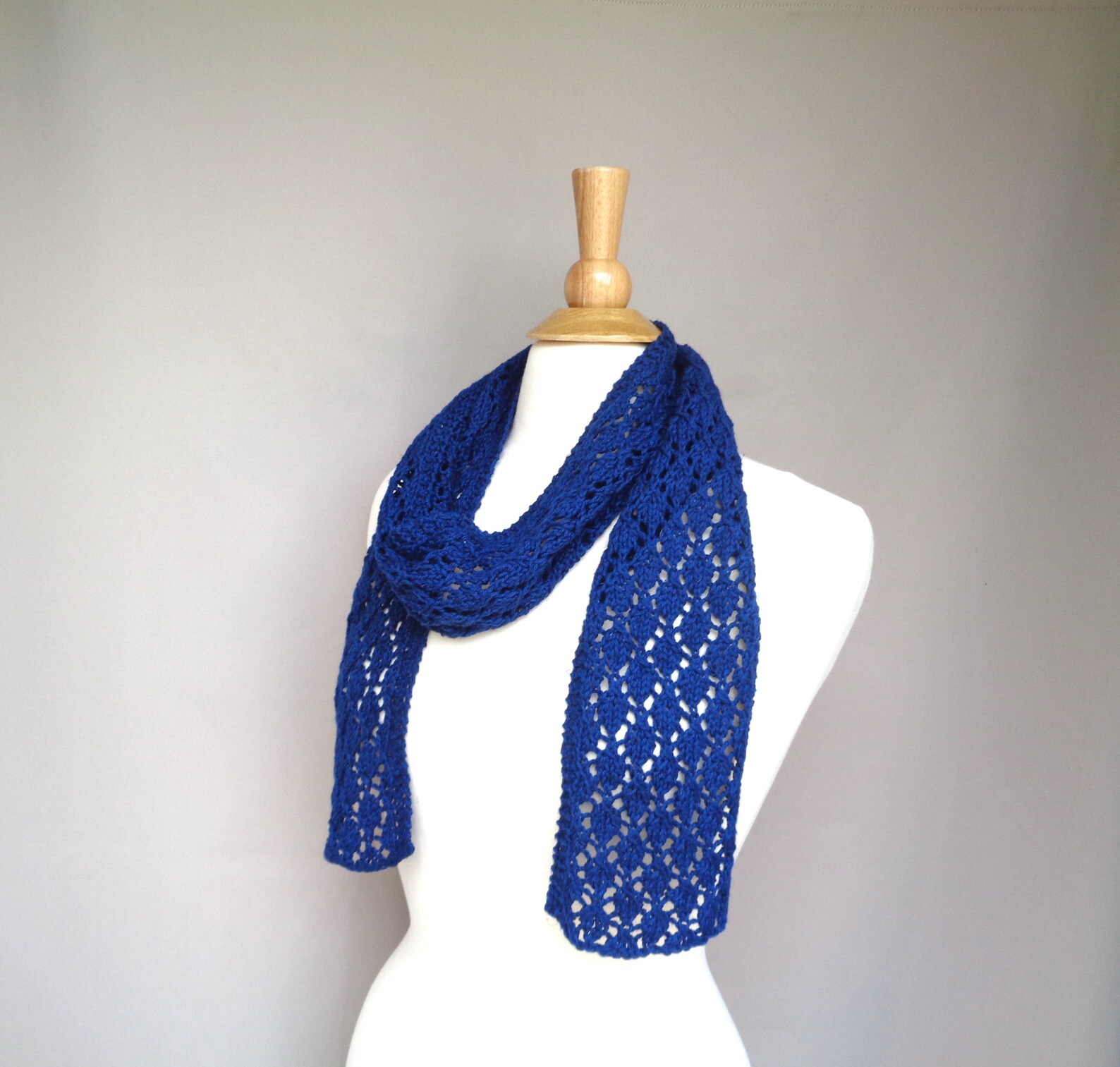 Diamond Lace Scarf Knitting Pattern, Easy Knit Lacy Design, DK Yarn ...