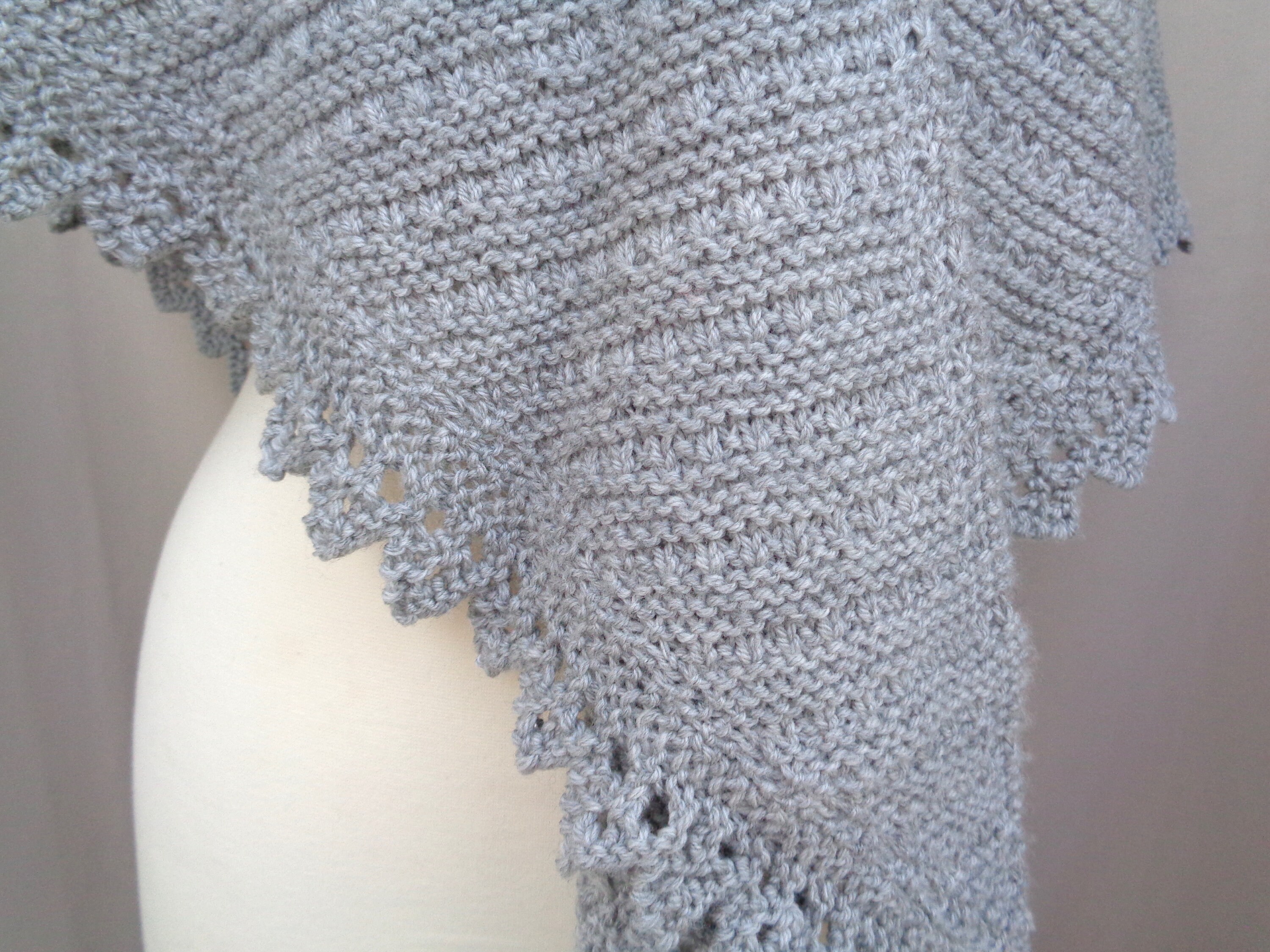Textured Garter Shawl With Sawtooth Lace Edging Knitting | Etsy