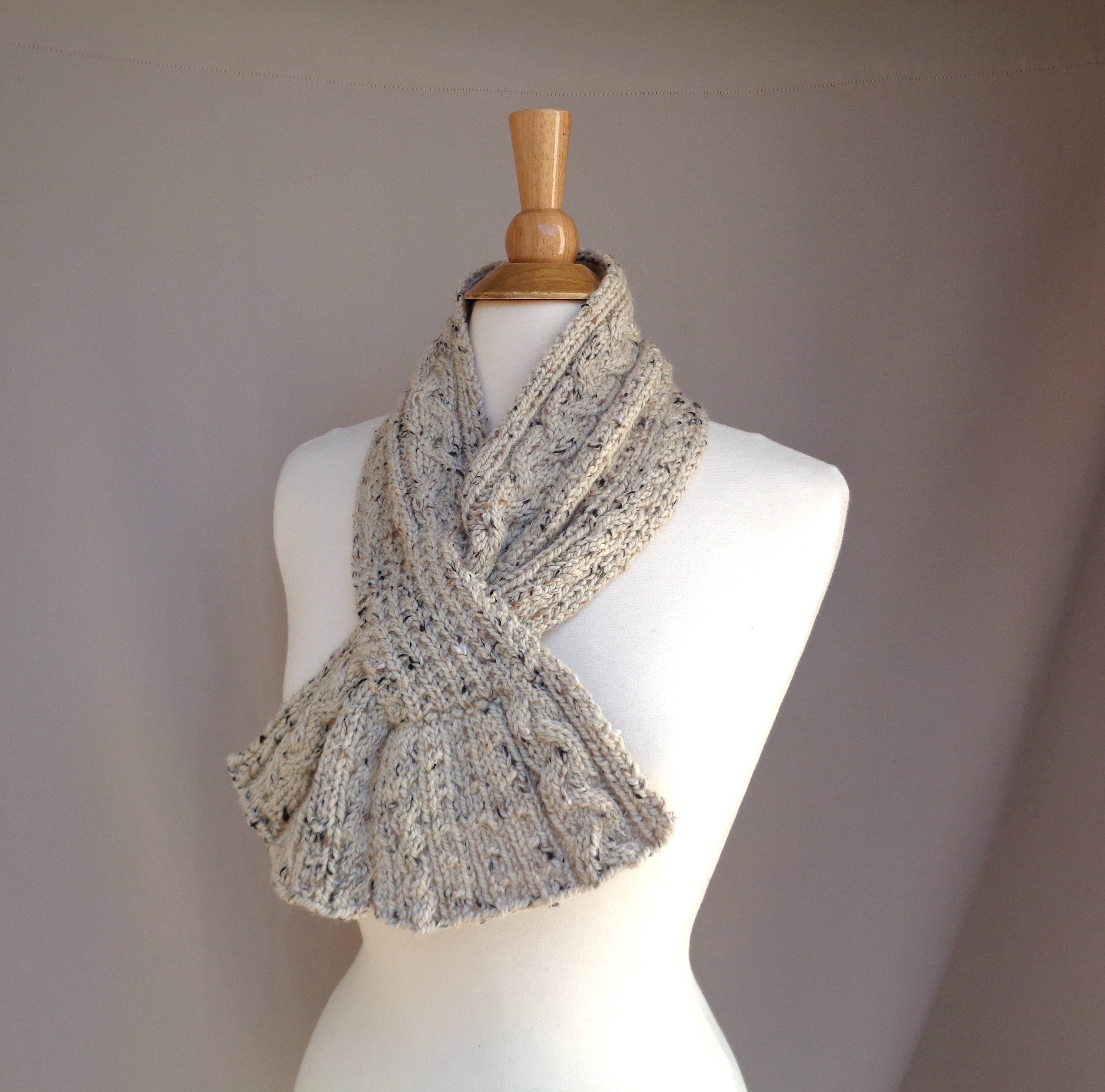 Keyhole Scarf With Cable Stitch, Knitting Pattern, Pull Through Neck ...