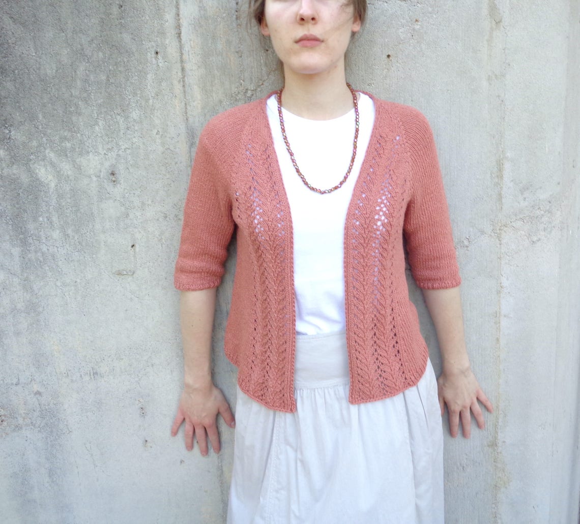 Open Front Cardigan Knitting Pattern Lace Front Raglan | Etsy