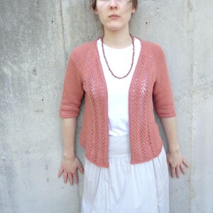Open Front Cardigan Knitting Pattern, Lace Front, Raglan Shaped Elbow ...