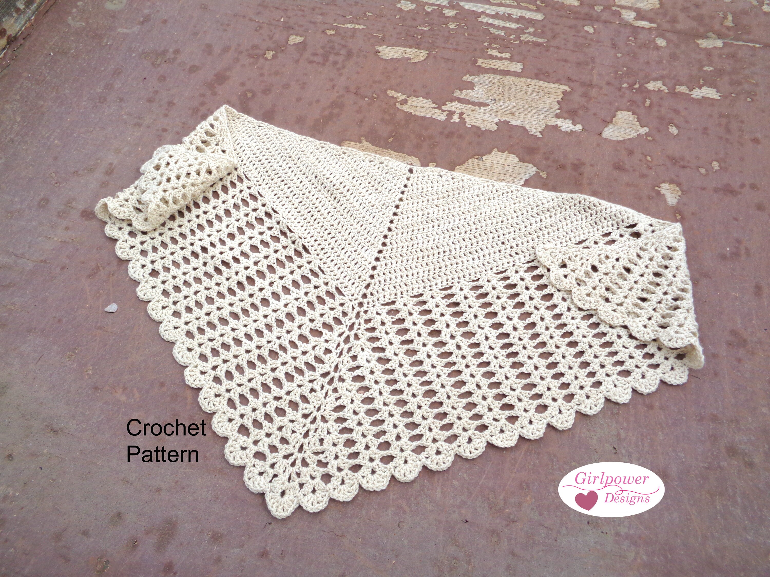 Shawl With Lace Border Crochet Pattern, Top Down Triangle Shape, DK ...