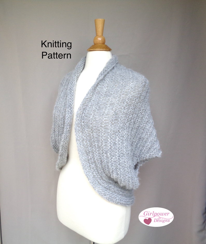 Simple Shrug Wrap Knitting Pattern, Easy Knit Oversized Bolero, Cocoon Shawl, Chunky Bulky Yarn ...
