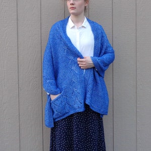 Wrap With Pockets Knitting Pattern, Leaf Lace Design, Reader Wrap, Hand ...