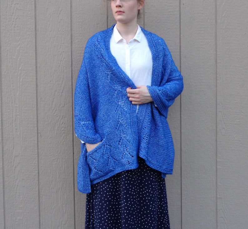 Wrap With Pockets Knitting Pattern Leaf Lace Design Reader - Etsy