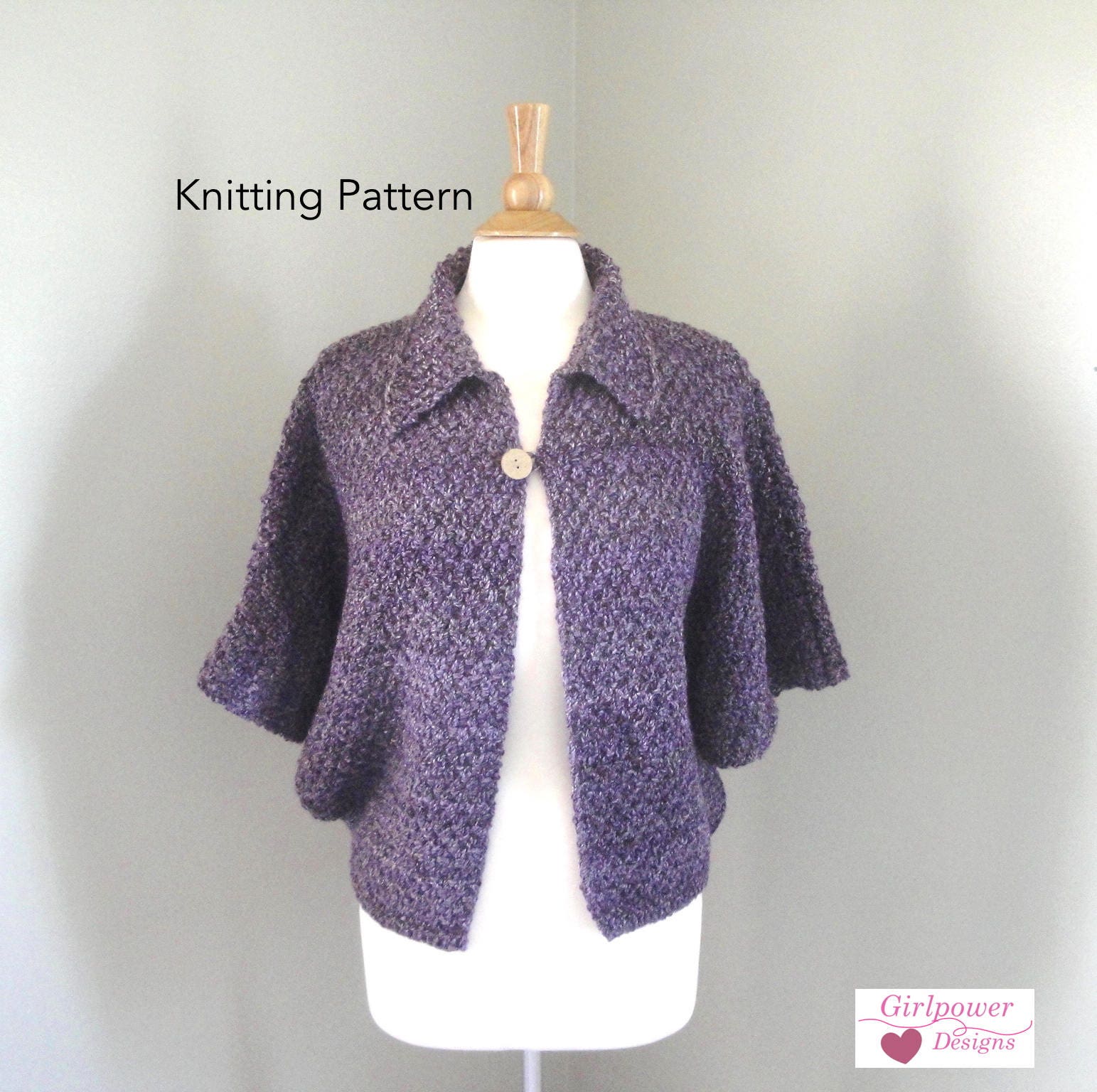 Shonie Shrug Knitting Pattern, Dolman Sleeve Cardigan Sweater, Chunky ...