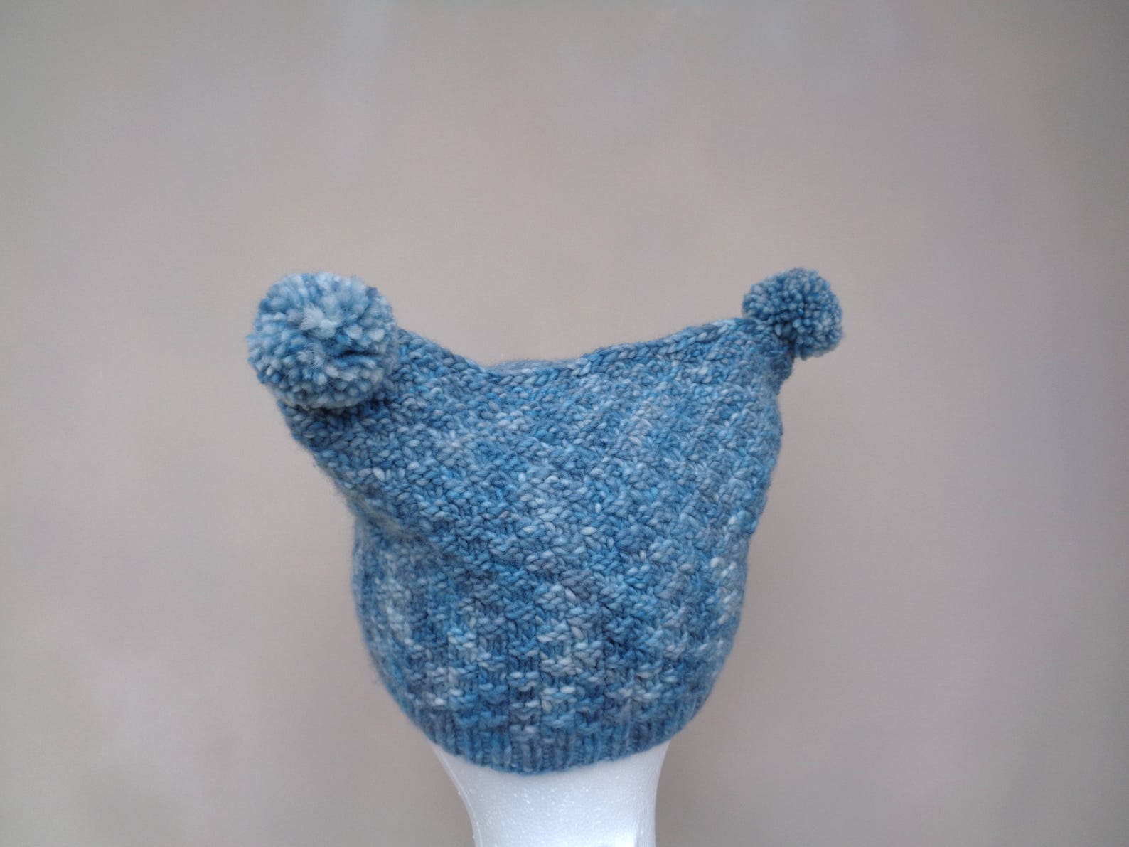 Knit Hat Pattern for Kids, Jester Hat With Pom-poms, Kitty Ear Hat ...