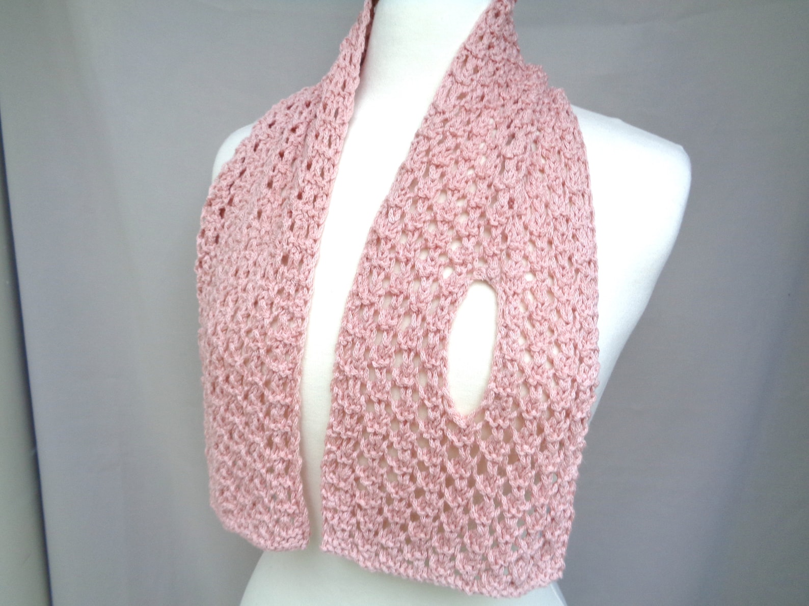 Pull Through Scarf With Lace Texture, Easy Knit Pattern, Keyhole Neck ...