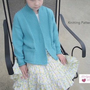 Knitting Pattern - Cardigan Sweater for Girls, Pockets, Shawl Collar ...