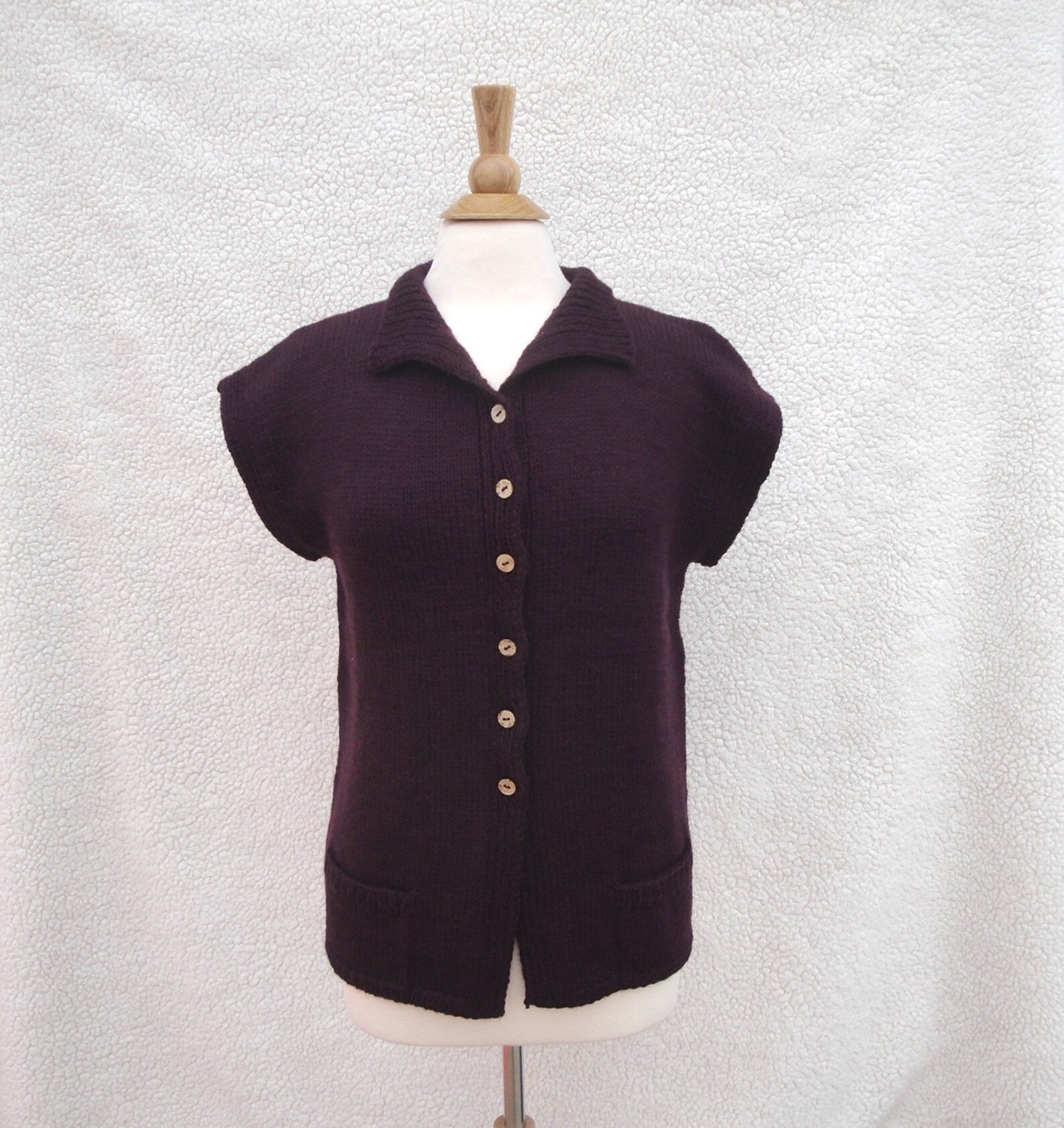 Funnel Neck Vest PDF Knitting Pattern Short Sleeve Cardigan - Etsy