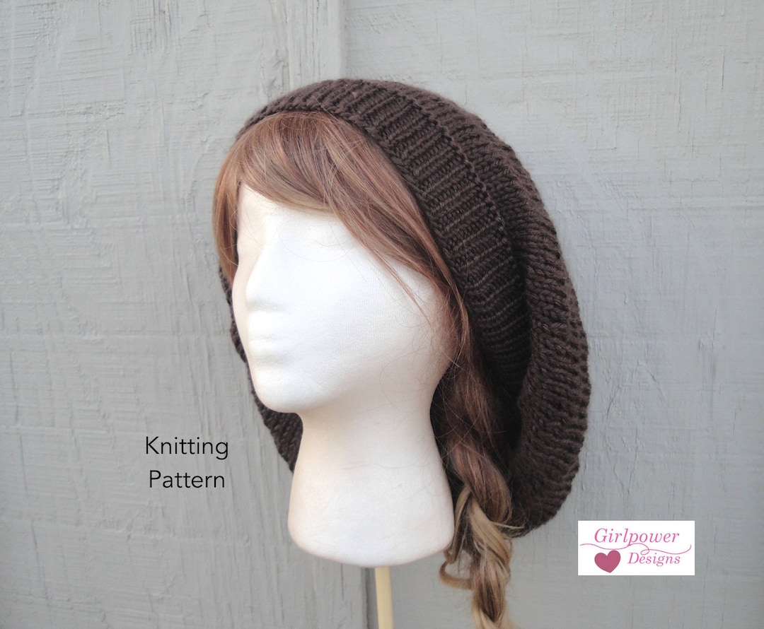 Maxi Slouch Hat Knitting Pattern, Slouchy Beanie Beret Tam Toque, Knit ...