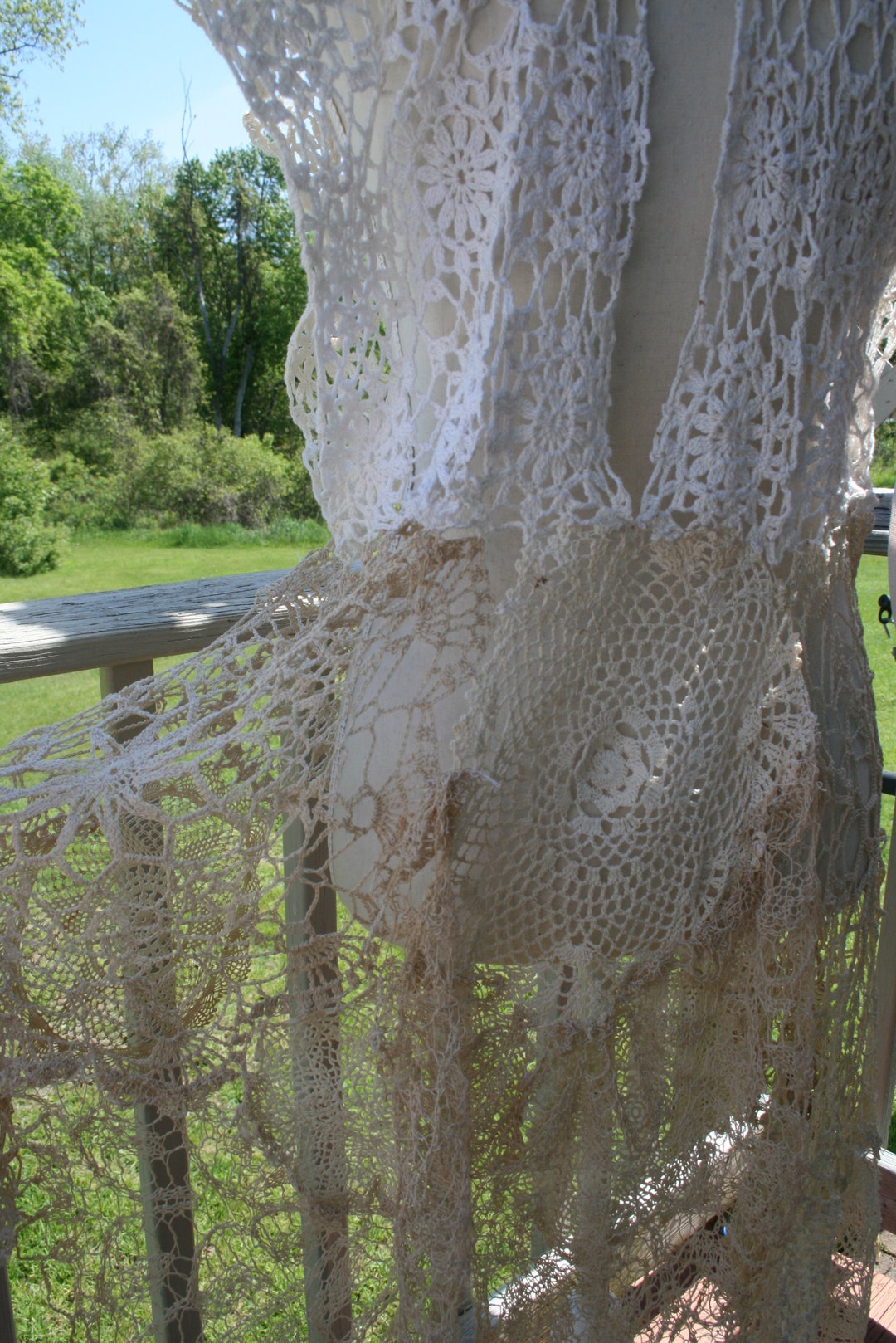 Vintage Art to Wear OOAK Doily Mori Girl Romantic Shabby Topper Duster ...