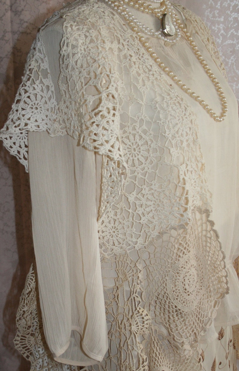 Vintage Art to Wear OOAK Doily Mori Girl Romantic Shabby Topper Duster ...