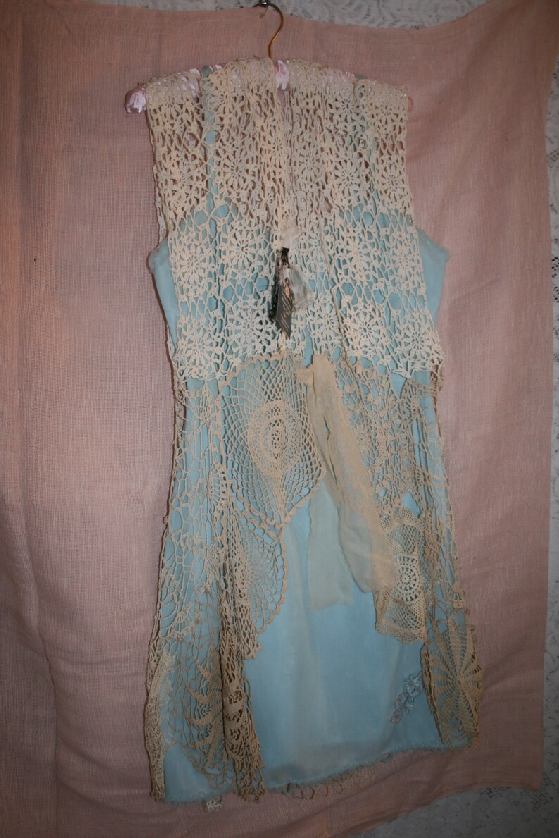 Vintage Art to Wear OOAK Doily Mori Girl Romantic Shabby Topper Duster ...