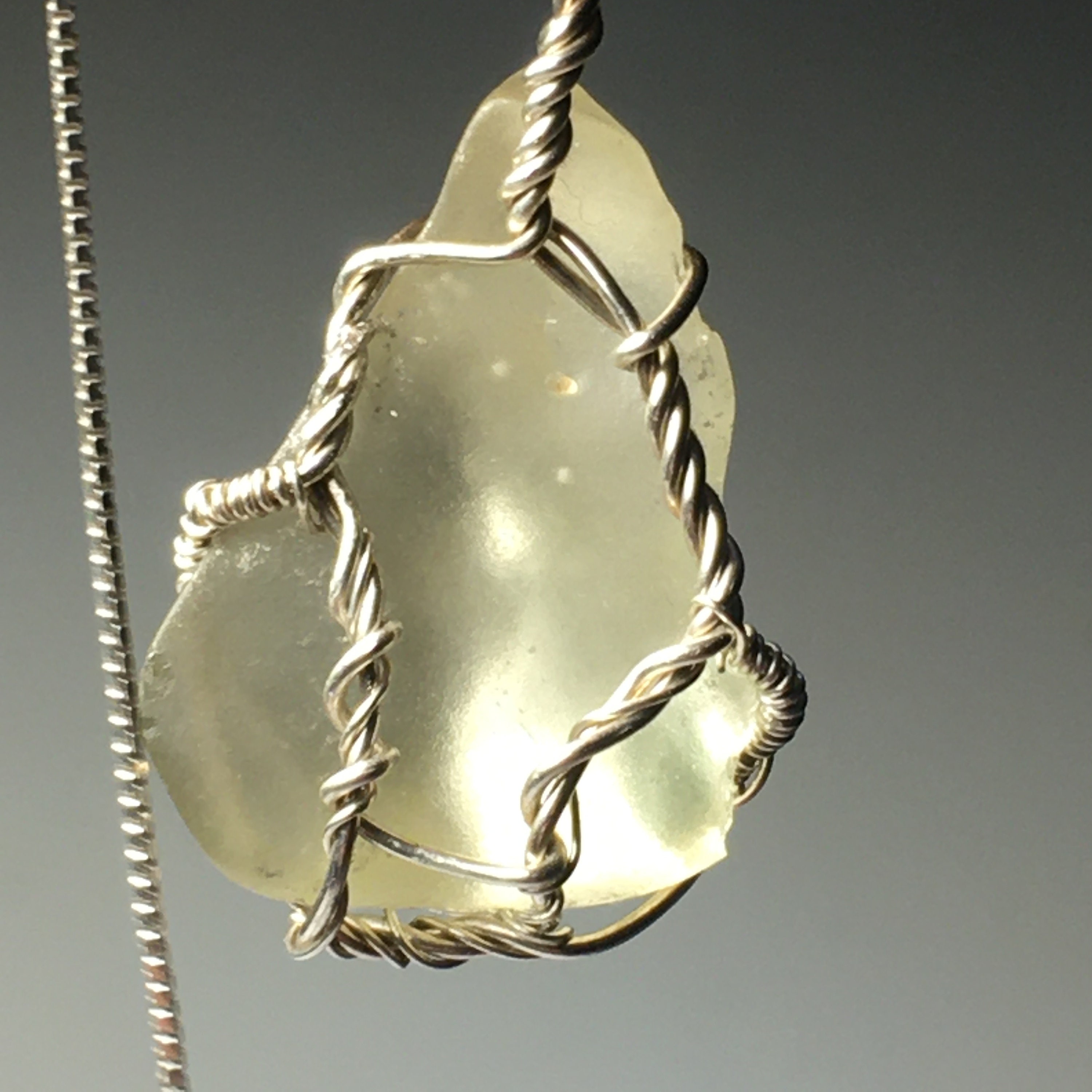 Natural Libyan Desert Glass Solid Silver Wire Wrap Pendant - Etsy
