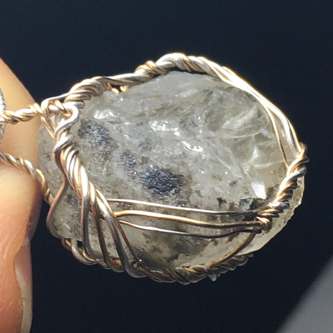 BIG GEMMY PHENAKITE Silver and Gold Wire-wrap Pendant - Etsy
