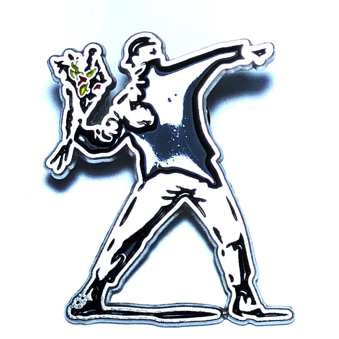 Banksy Flower Riot Pin - Etsy