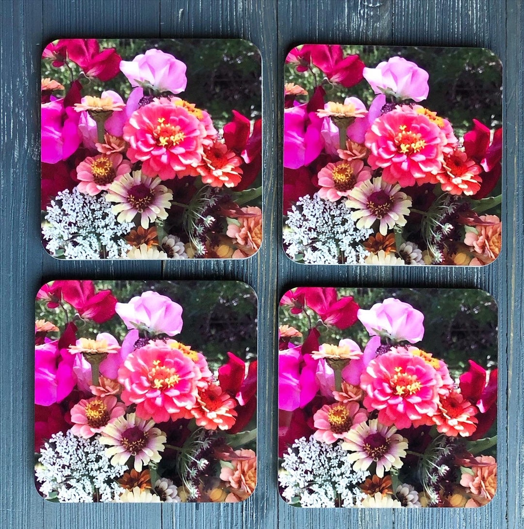 High Quality Cork Backed Pressed Flower Coaster Set - Etsy