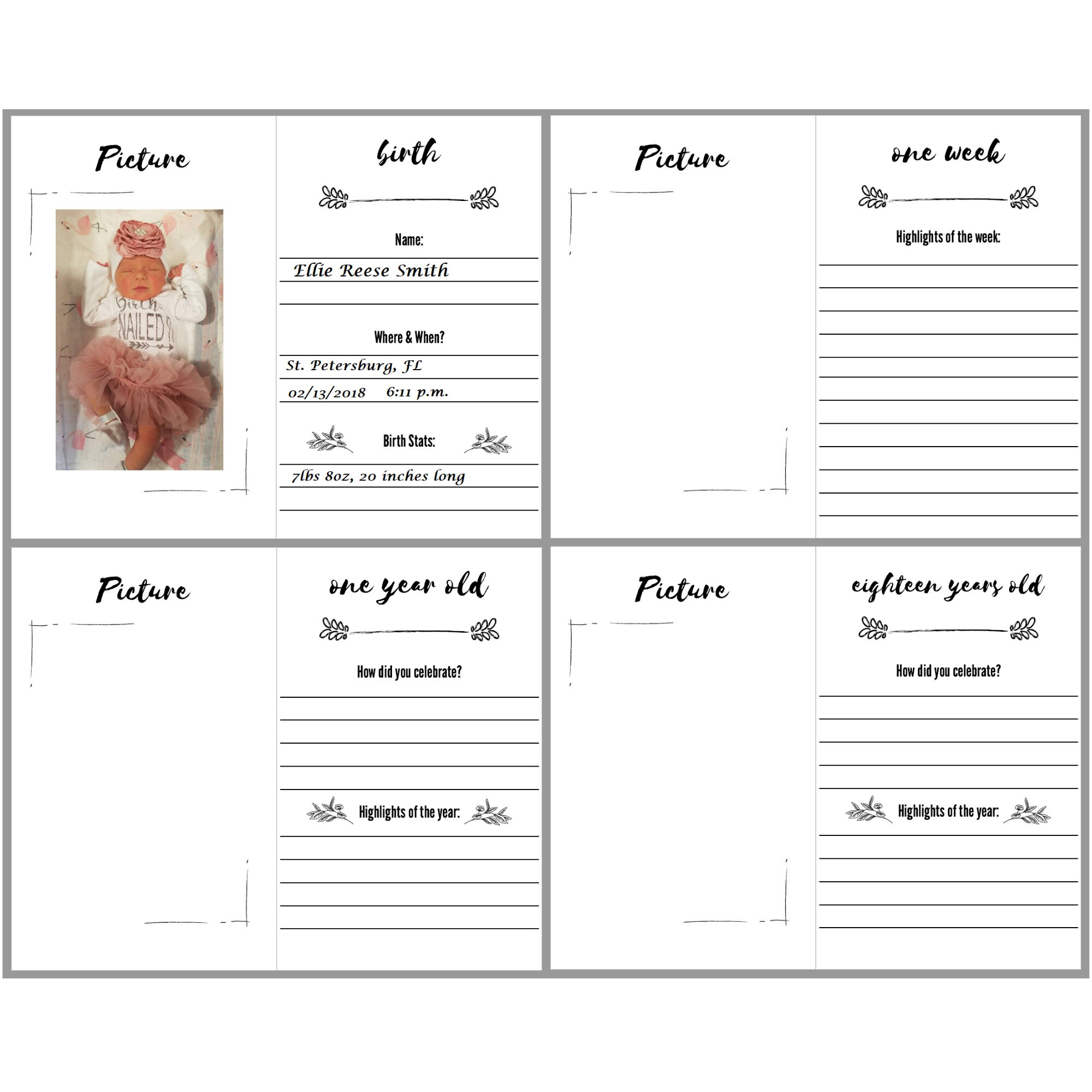 Milestones Memory Album Baby, Childhood, & Teen Milestones From 0-18 ...