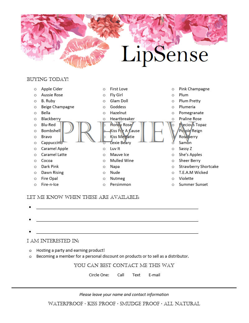 Lipsense Party Form - Etsy