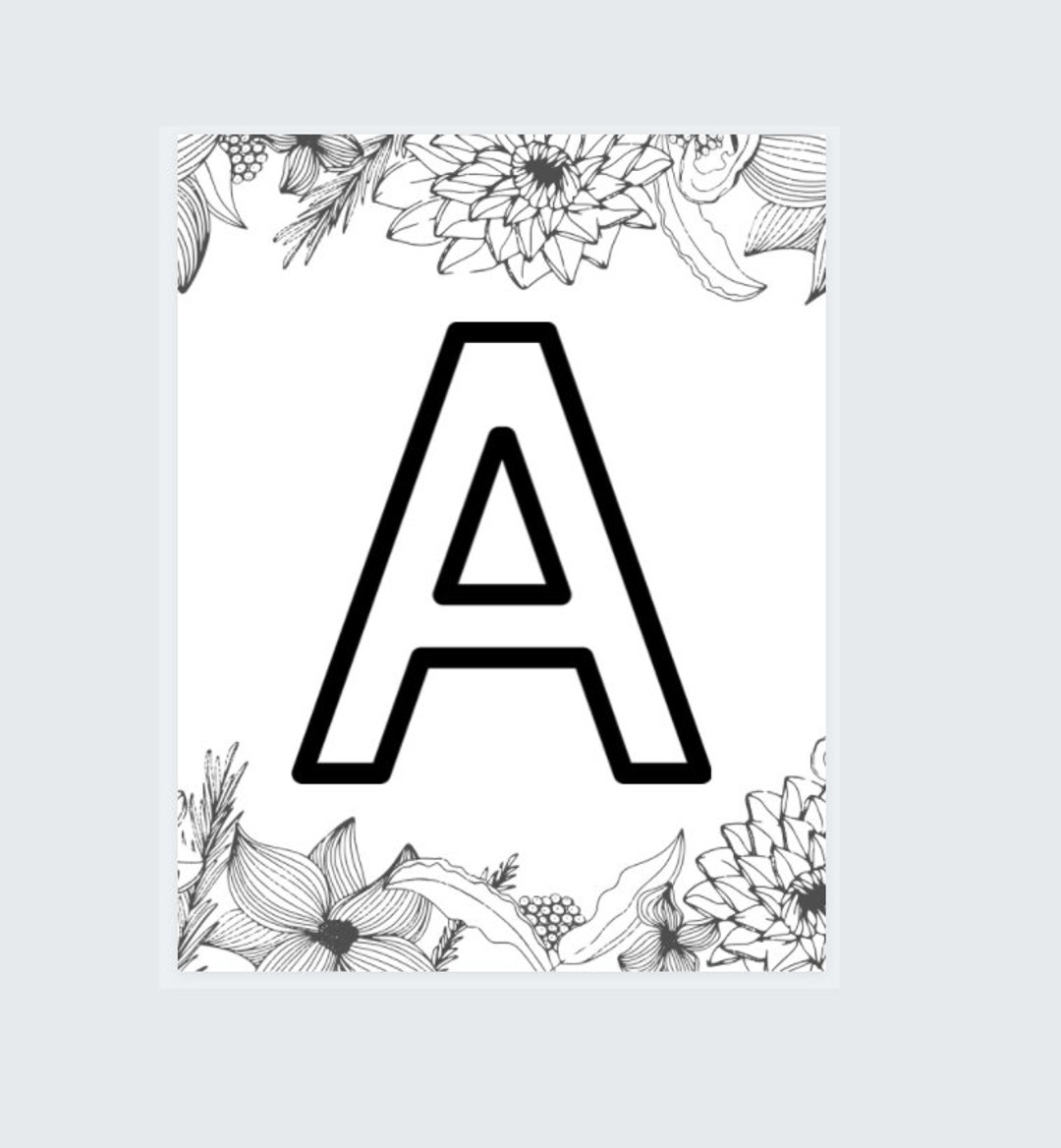 Alphabet Coloring Sheets - Floral - A-Z 26 Pages - Etsy