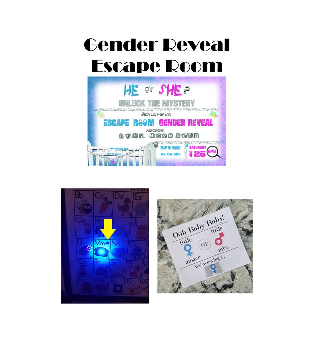 Gender Reveal Escape Room - DIY Home Template - Etsy
