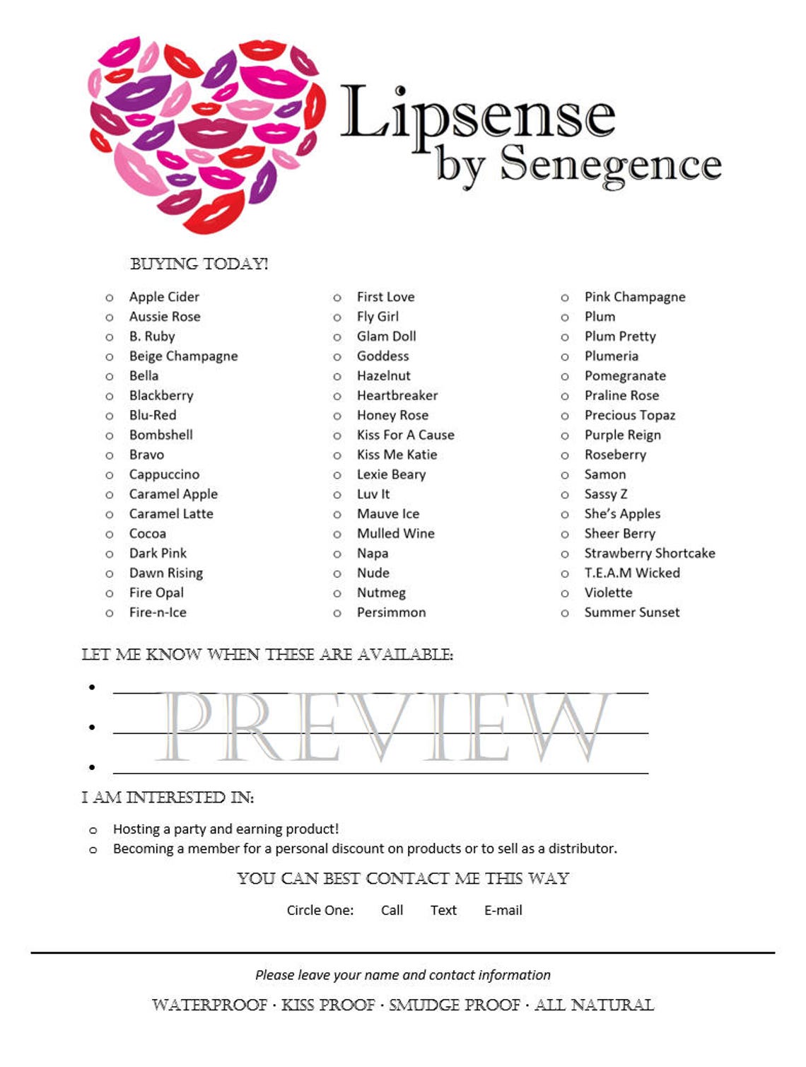 Lipsense Party Form - Etsy