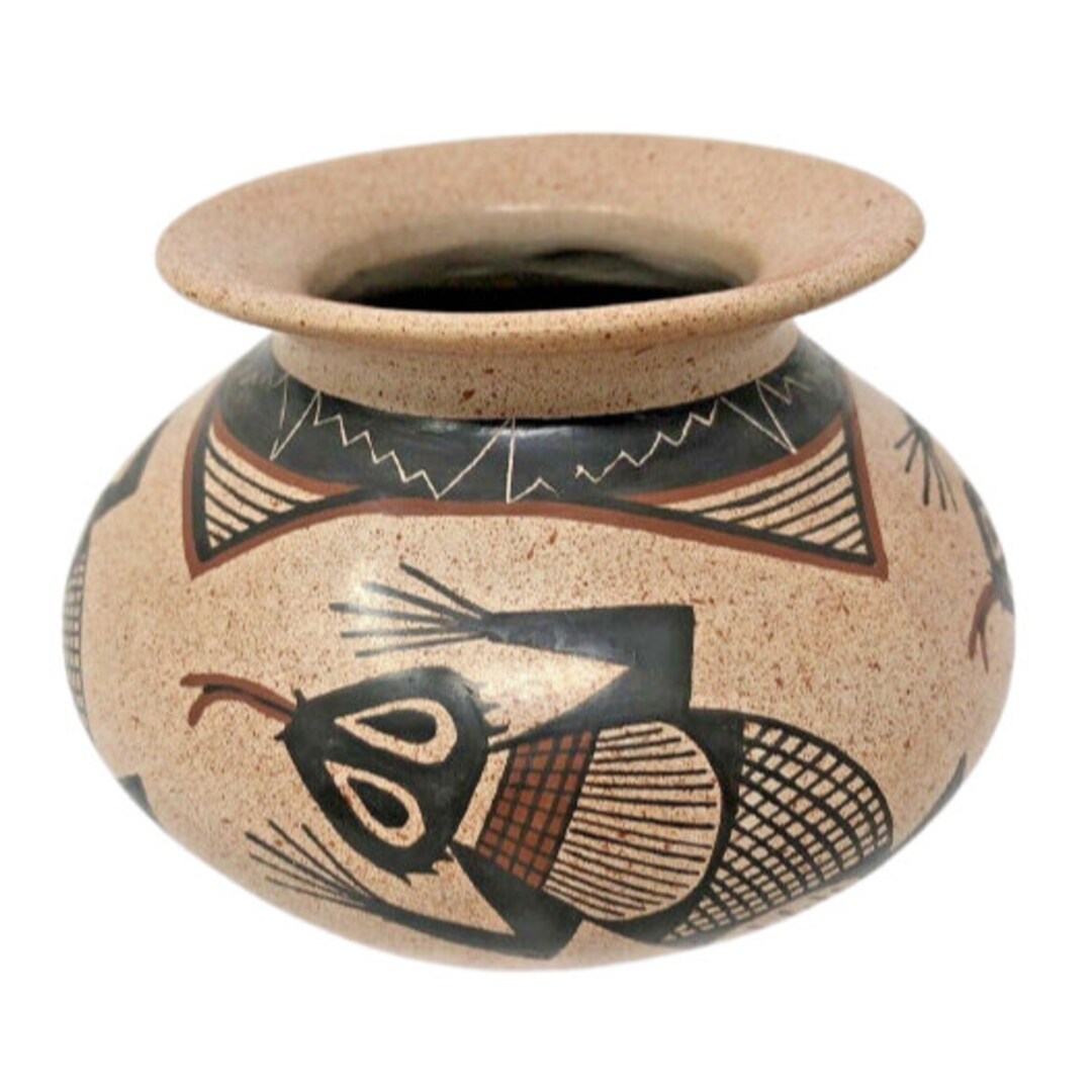 Roberto Banuelos Lizard Pottery Vase Pot With Rim Mata Ortiz 3 - Etsy