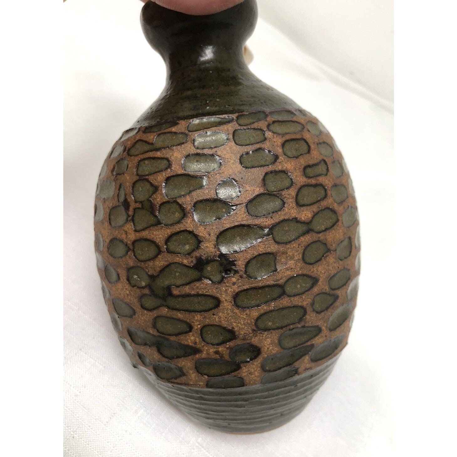 Frank Willett Art Pottery Vase Signed Hand Thrown Olive Green Salt ...
