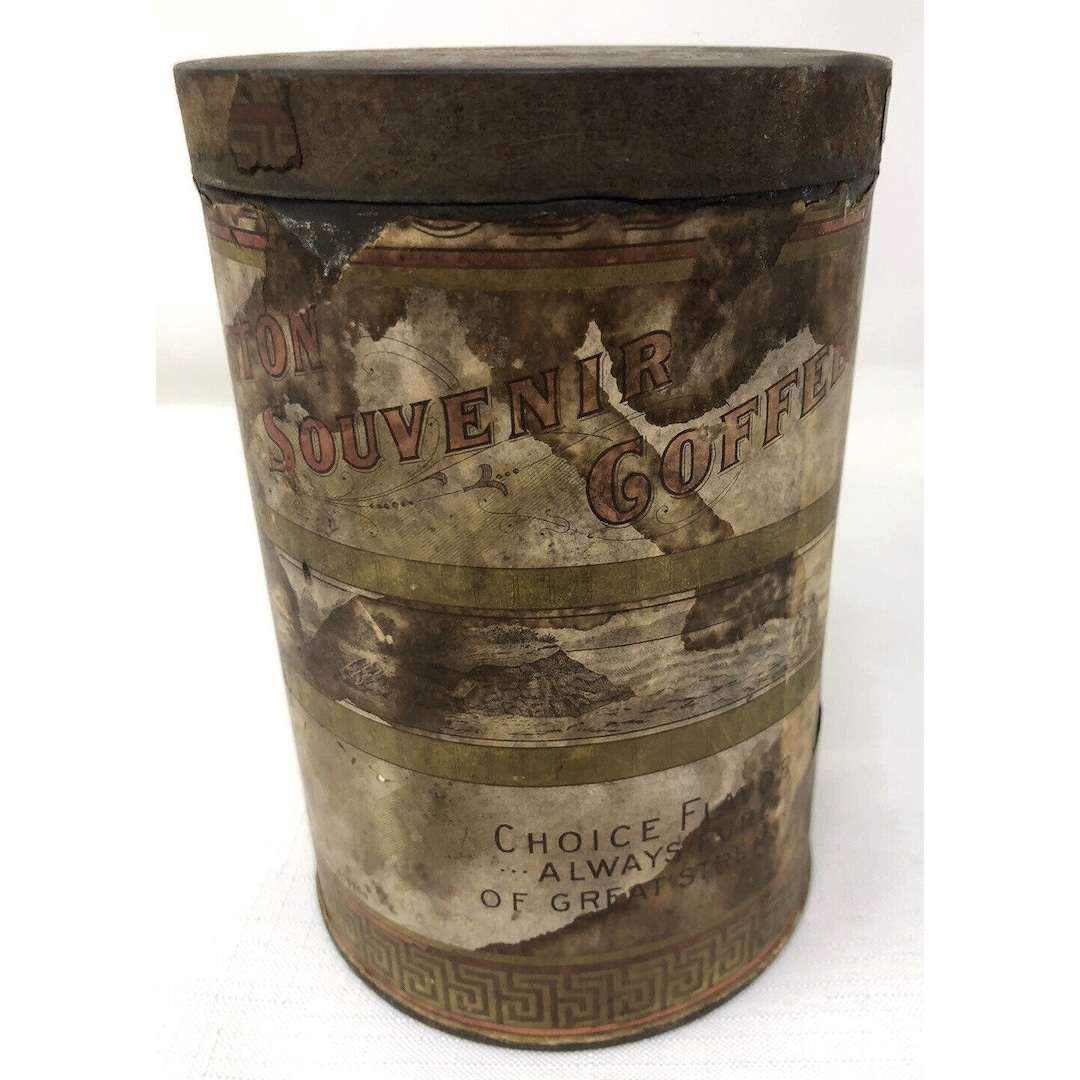Early 1900's Boston Souvenir Coffee Can Tin Thos. Wood & Co Boston One ...