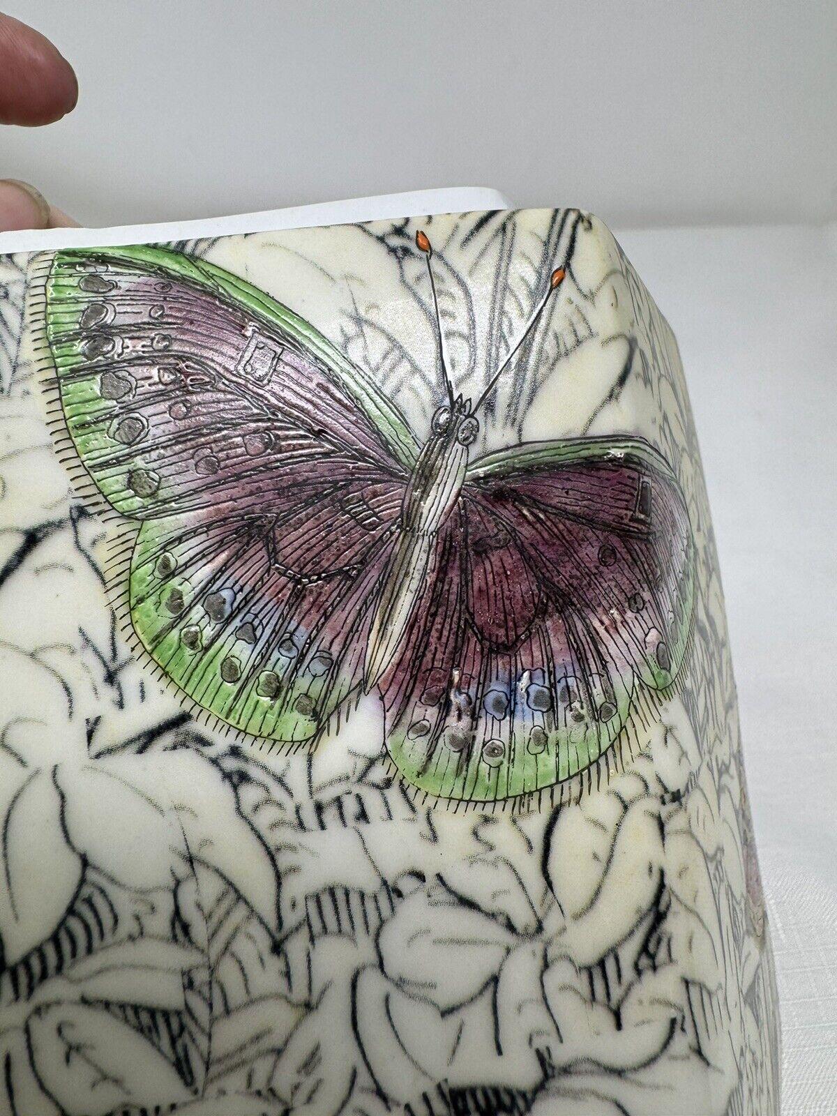 John Derian for Tozai Butterfly Vase Porcelain 5.75 Tall Buttlerflies ...